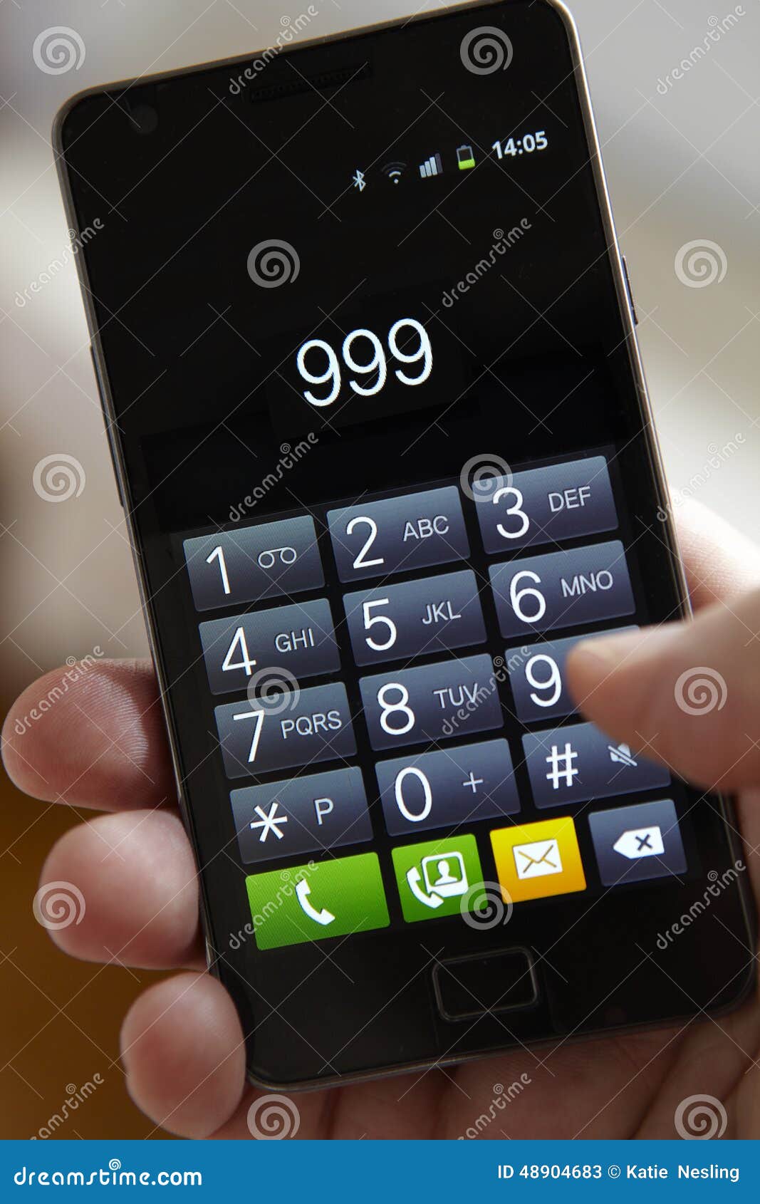 Hand Dialling 999 On Mobile Phone Stock Photo - Image: 48904683