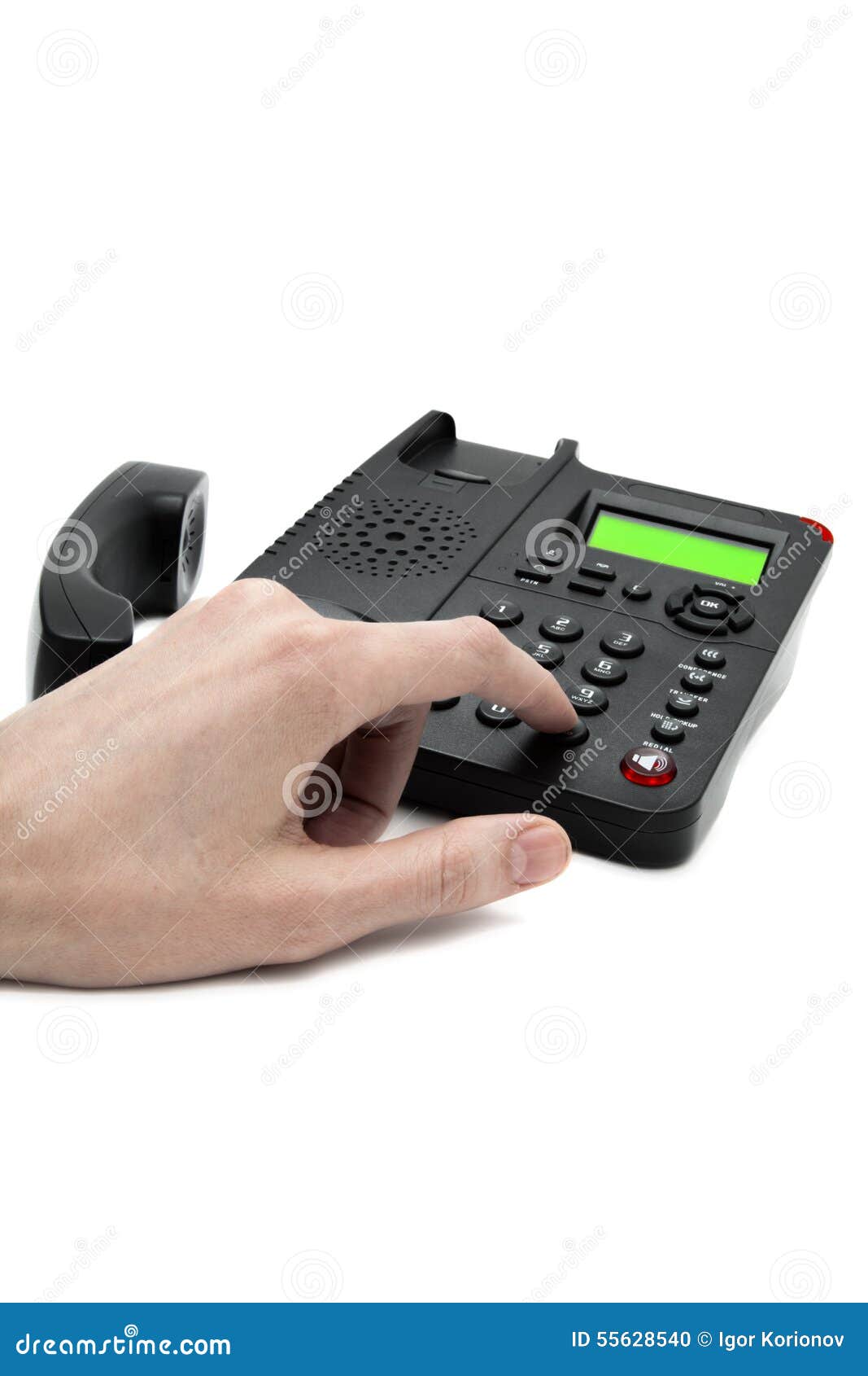 Hand Dials the Number on the Black Phone Stock Photo - Image of hand ...