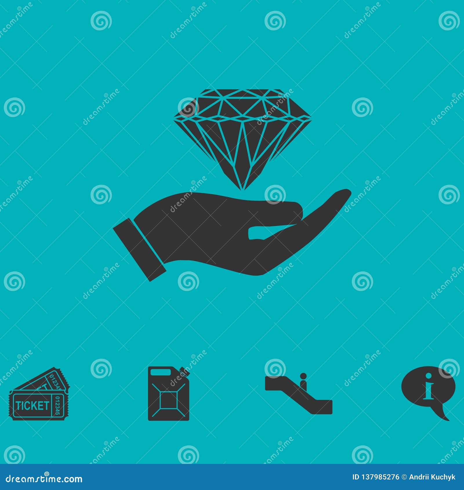 Hand and diamond icon flat stock illustration. Illustration of human ...