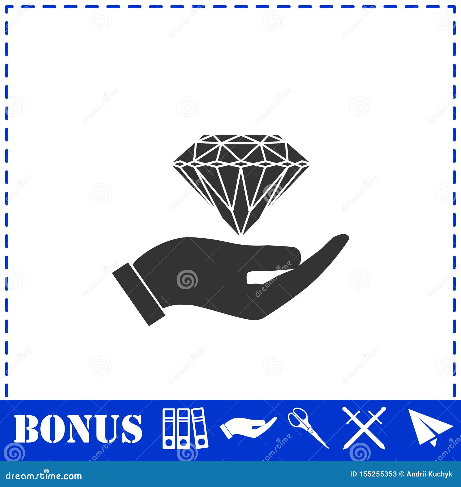 Hand and diamond icon flat stock vector. Illustration of insurance ...
