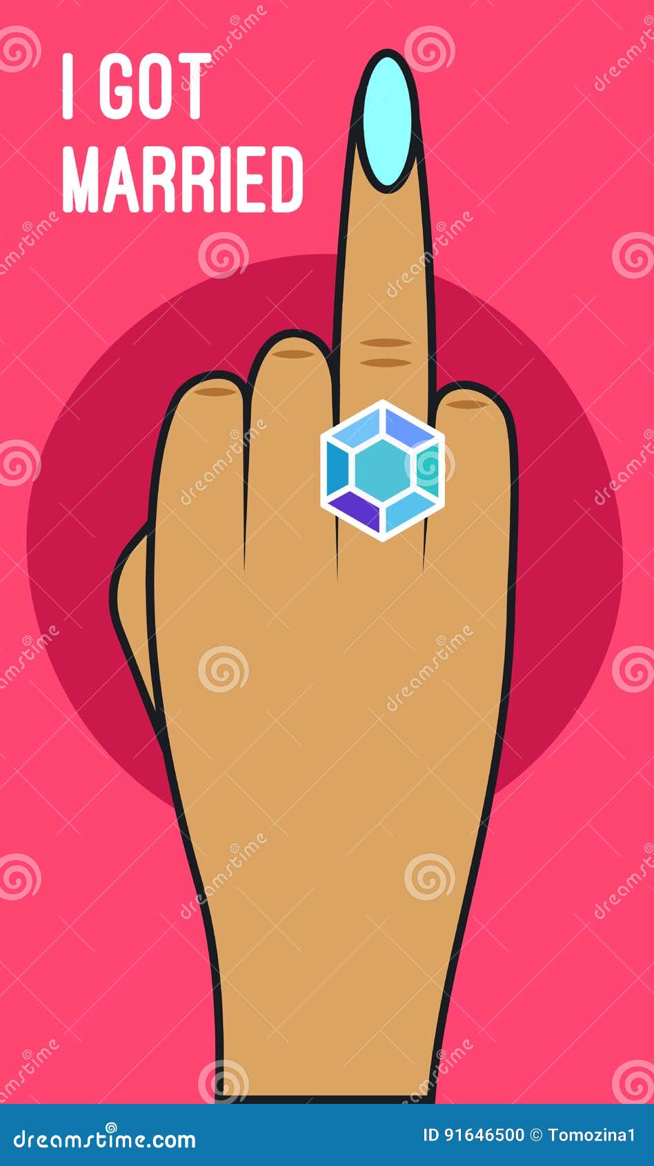 Hand with diamond ring stock vector. Illustration of marriage - 91646500