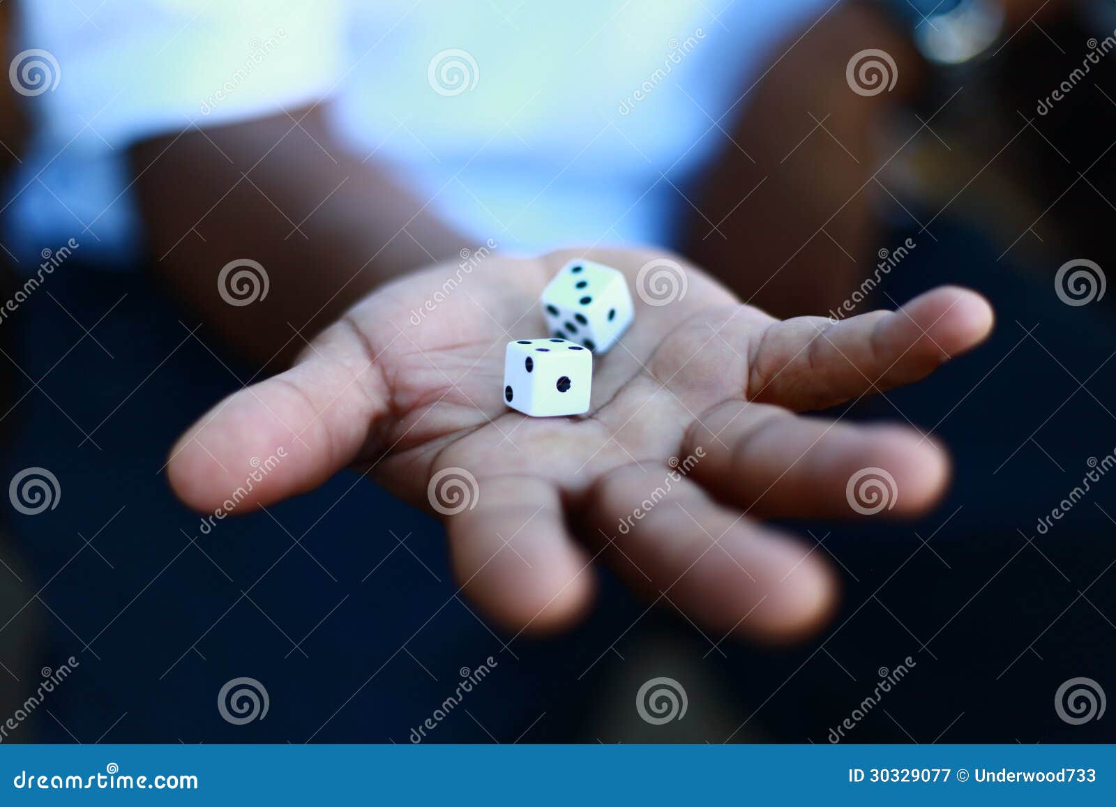Hand of Dice lucky 7 stock image. Image of hand, blur - 30329077