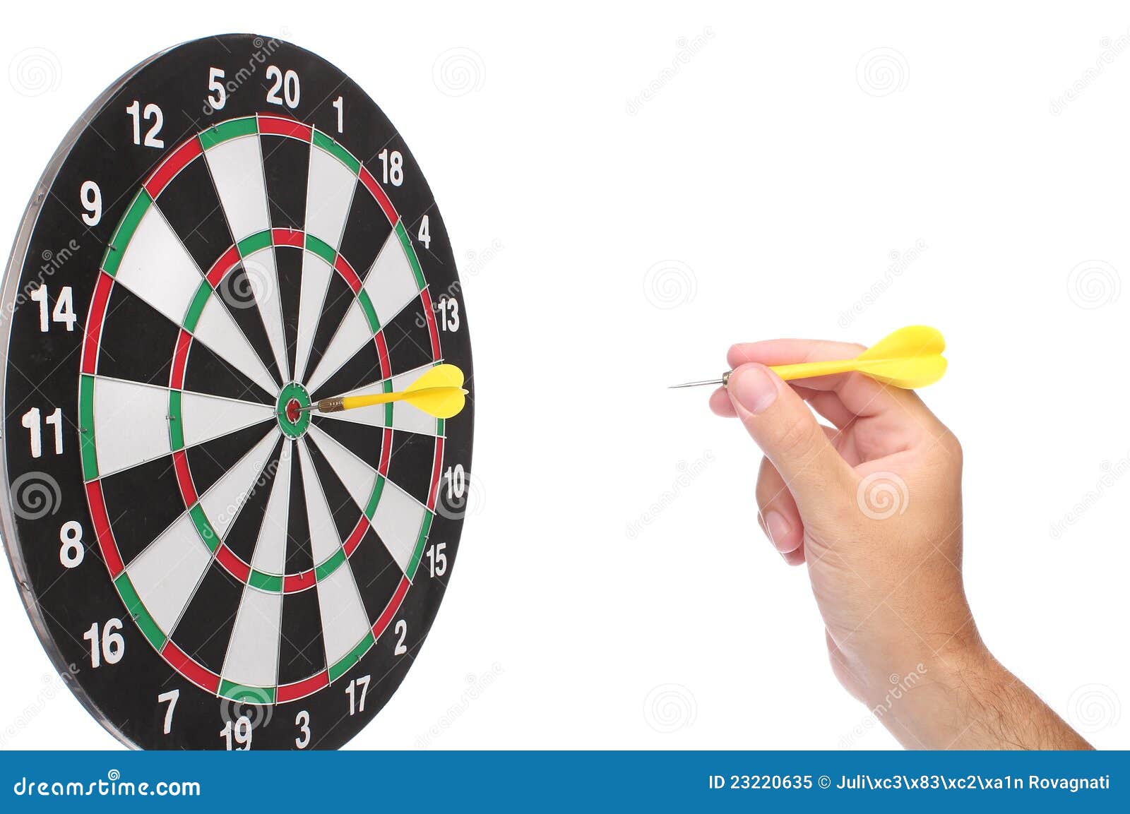 Hand Die Een Geel Pijltje Werpt Stock Afbeelding - Image of pijltje ...