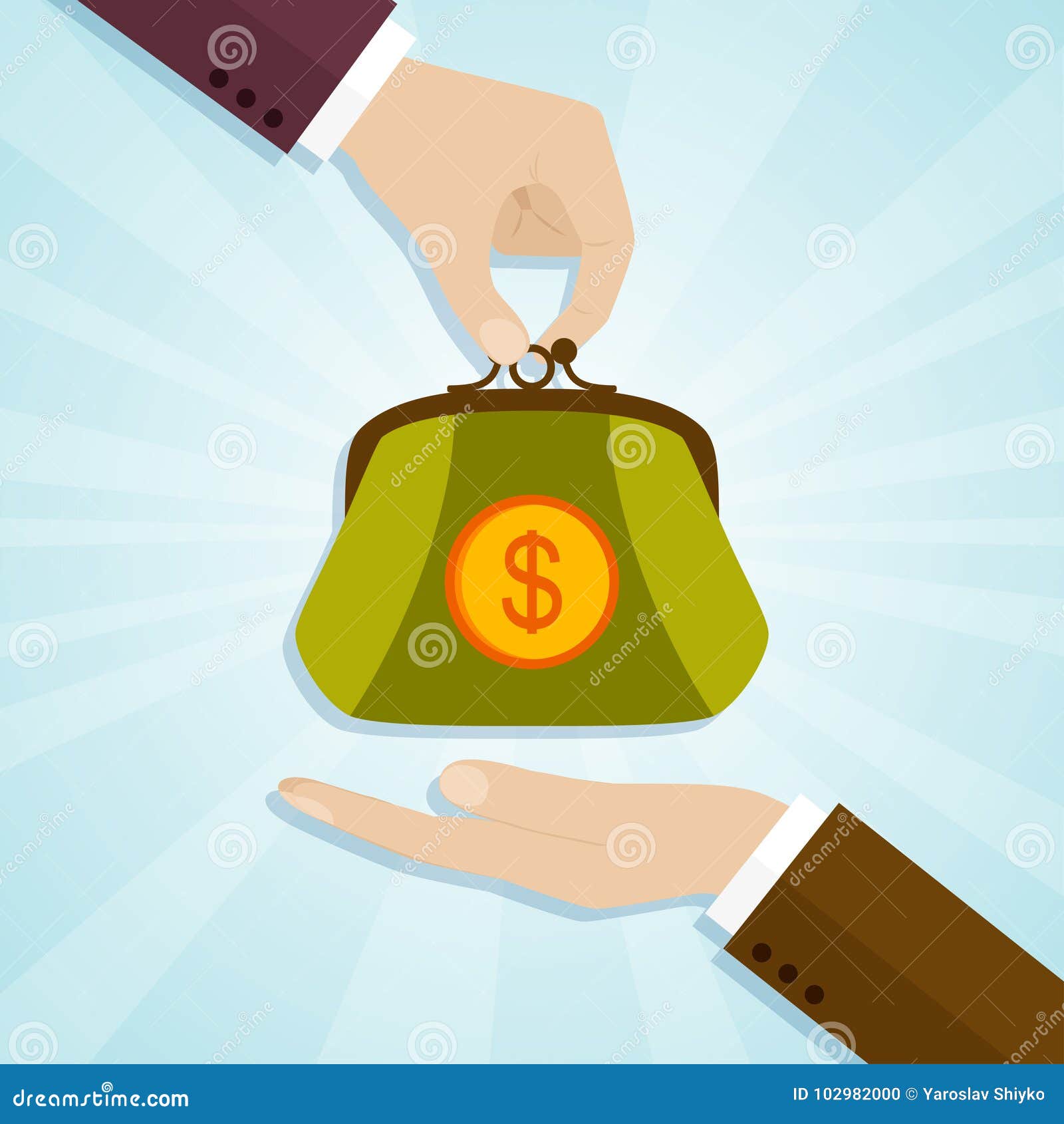 Hand, Die Einen Geldbeutel Mit Geld Gibt Vektor Abbildung ...