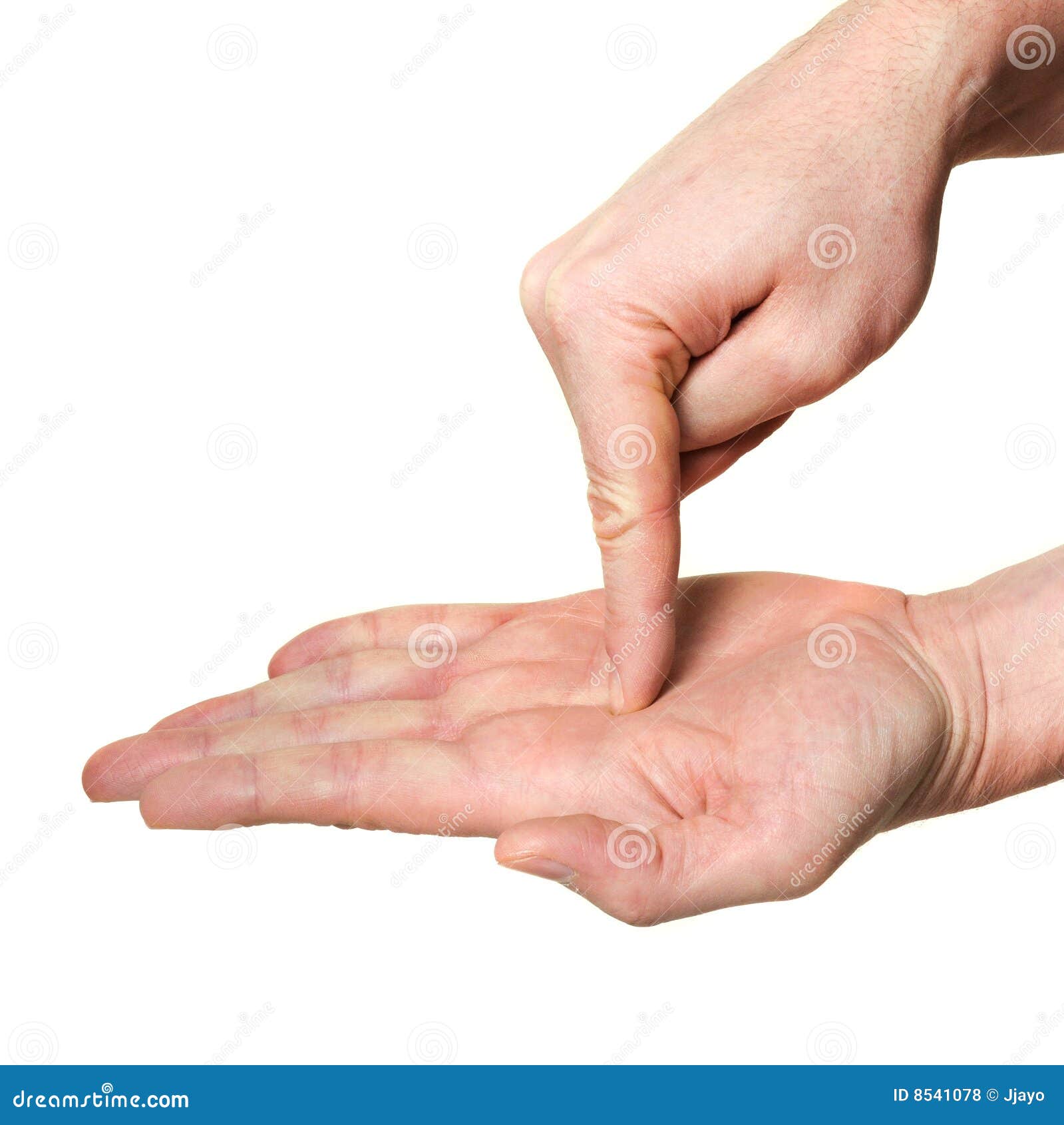 Hand, Die Finger Innerhalb Der Palme Zeigt Stockfoto - Bild von palme ...