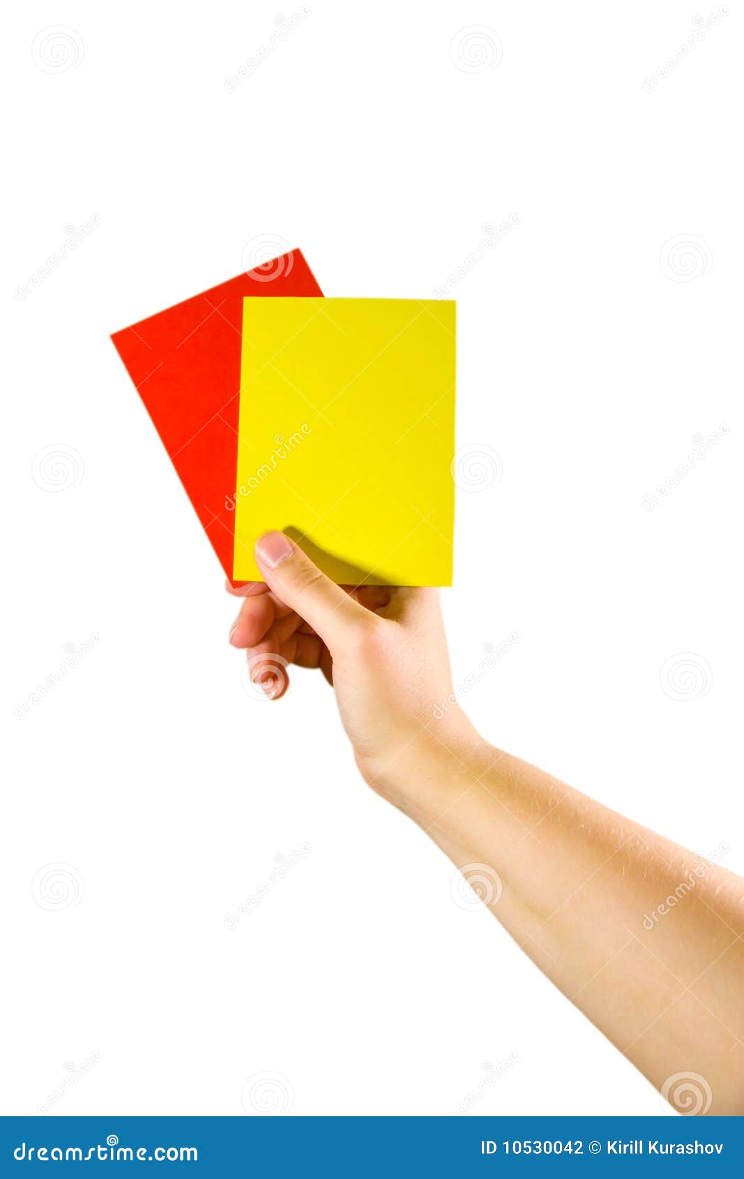 Hand Die Rode En Gele Kaarten Houden Stock Foto - Image of zaken ...