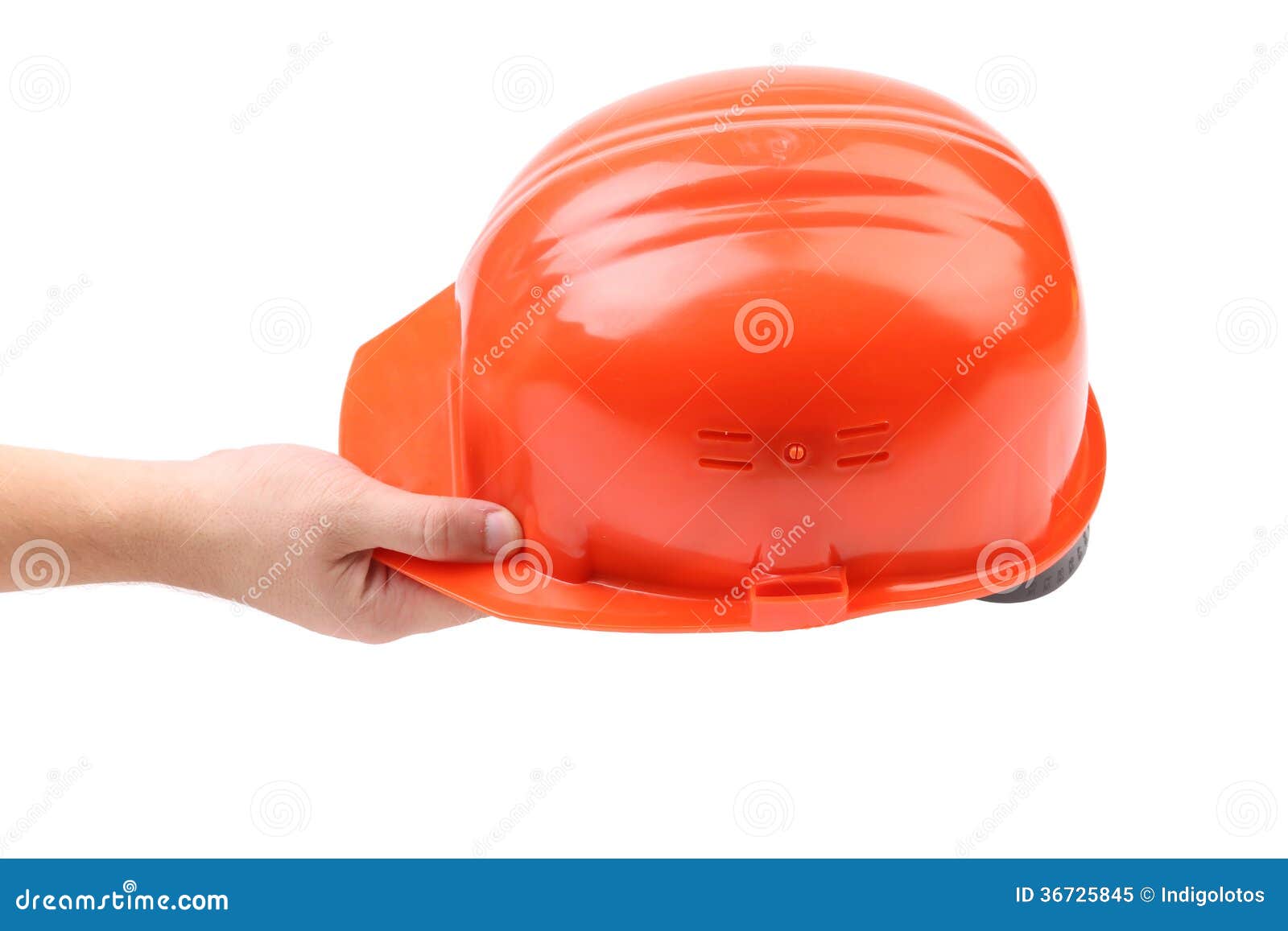 Hand Die Rode Helm Over Wit Houden. Stock Afbeelding - Image of ...