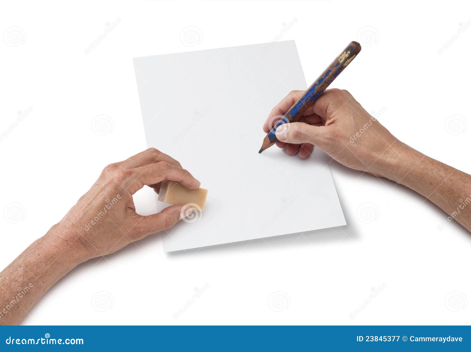 Hand, Die Unbelegtes Blatt Papier Zeichnet Stockbild - Bild von ...