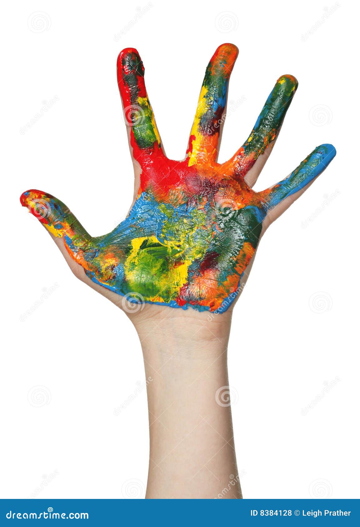 Hand Die in Verf Wordt Behandeld Stock Foto - Image of vinger, verf ...