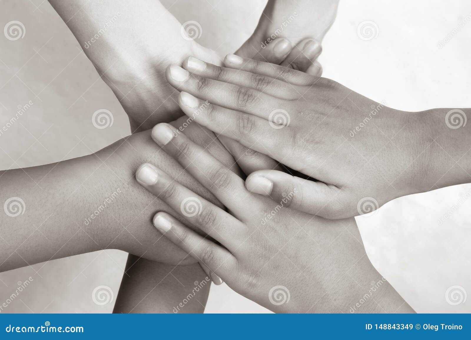 Hand Different People Stacked on Top of Each Other Stock Image - Image ...