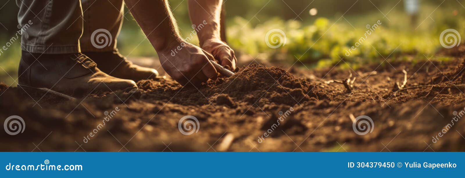 A Hand Digging into a Ground is in Focus at the Edge of a Clearing ...