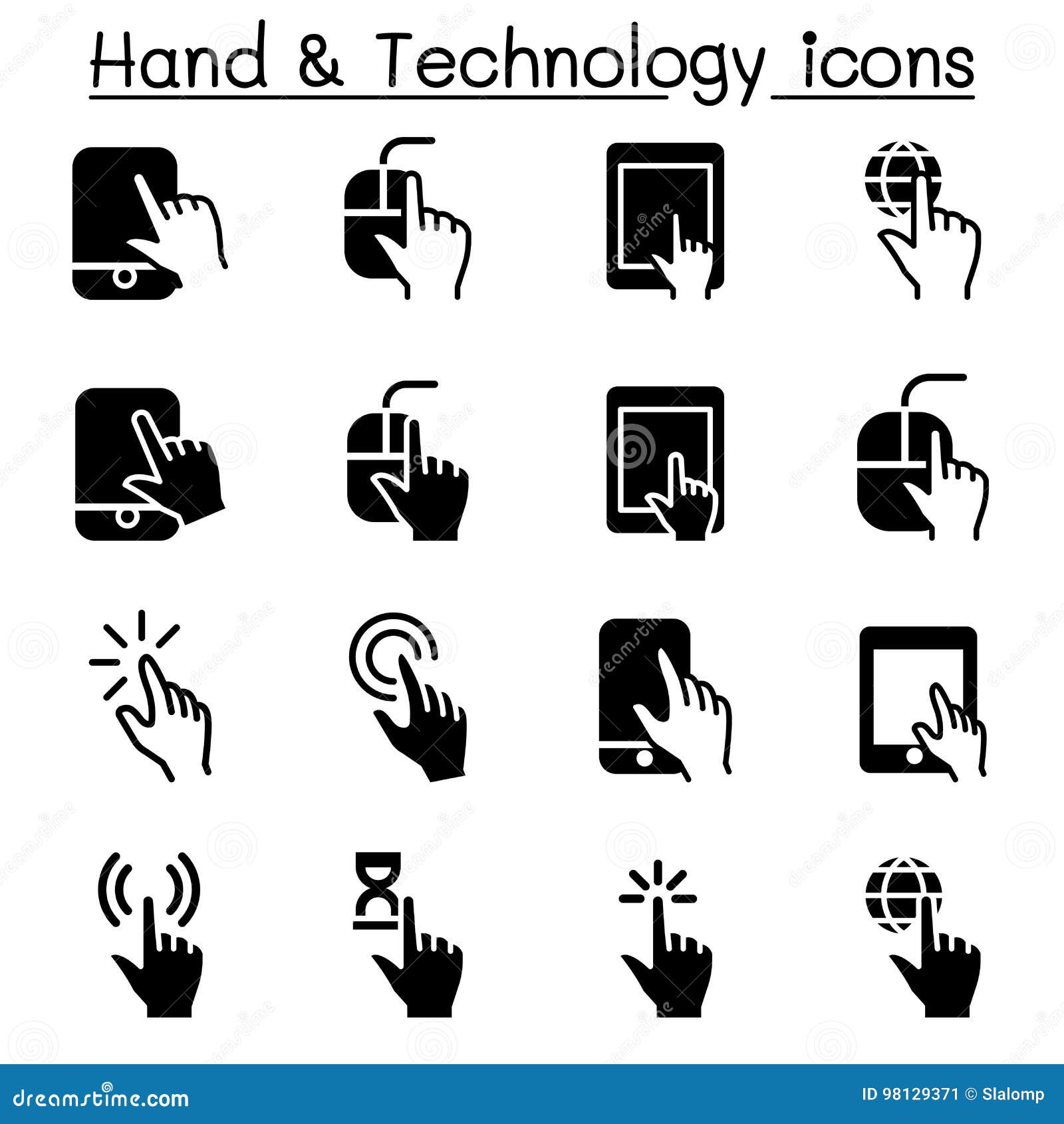 Hand & Digital Device Icons Stock Illustration - Illustration of ...
