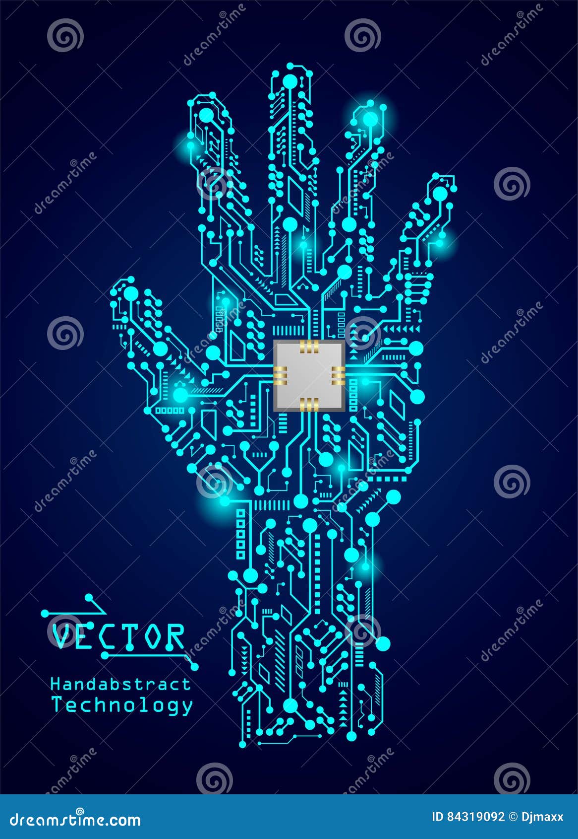 Hand Digital Electronic Illustration Vector and Background Stock Vector ...