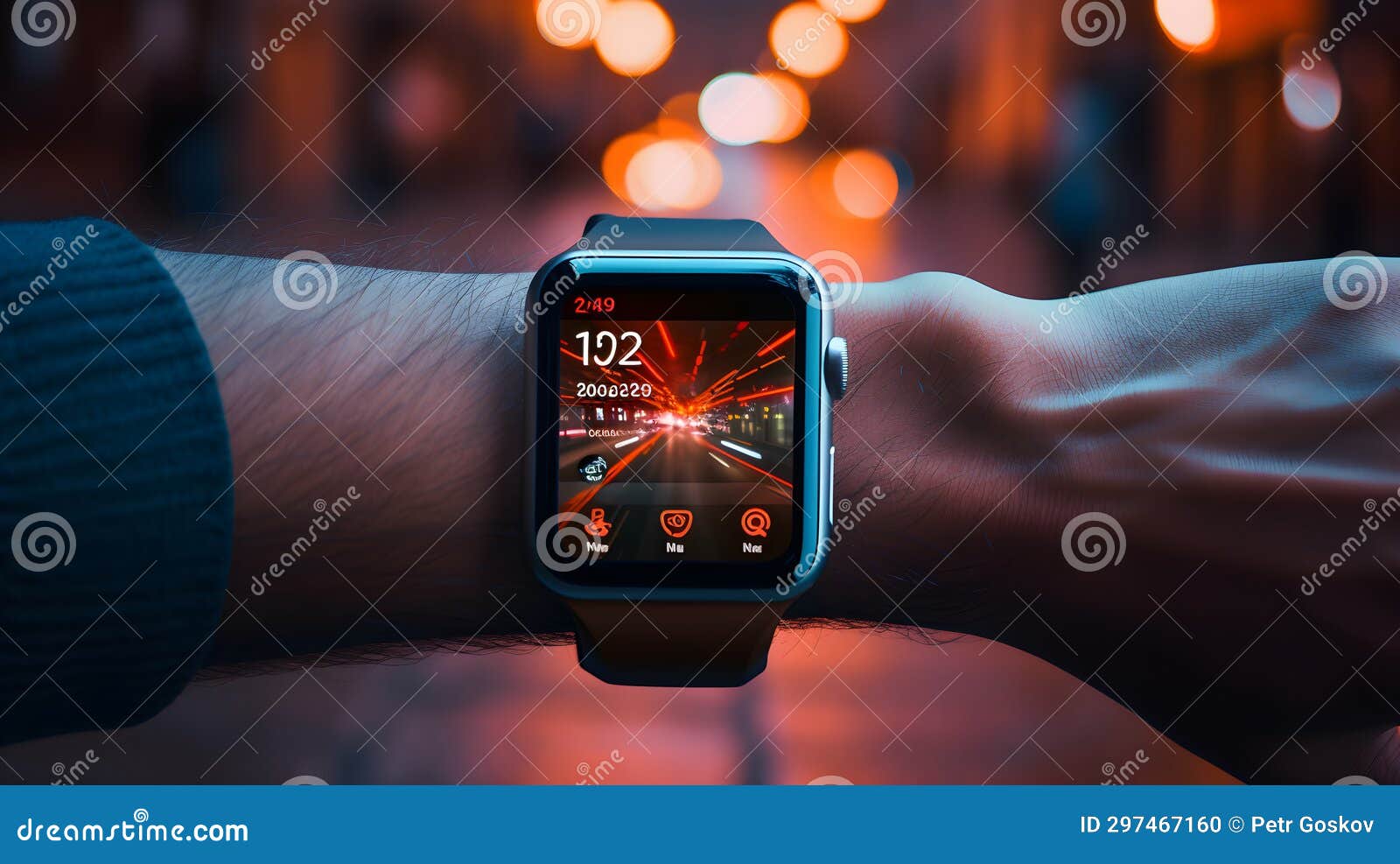 Hand with Digital Smartwatch Stock Illustration - Illustration of ...