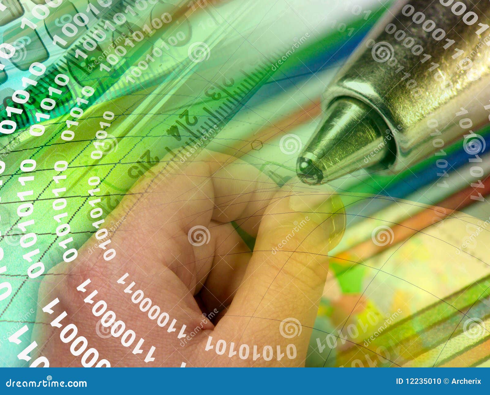 Hand, digits and pen stock photo. Image of financial - 12235010