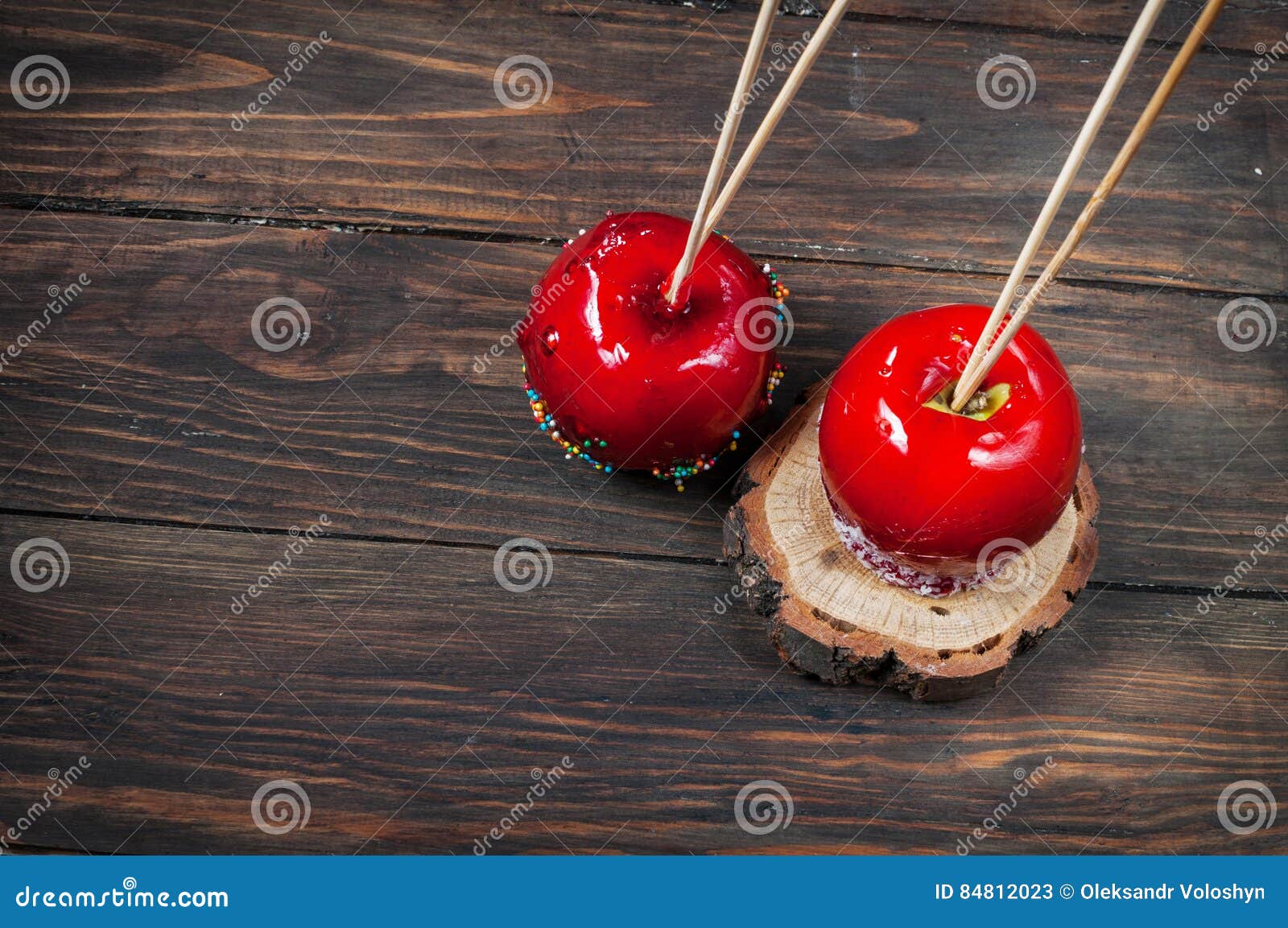 Hand Dipped Caramel Apple Covered with Multi Color Sprinkles Stock ...