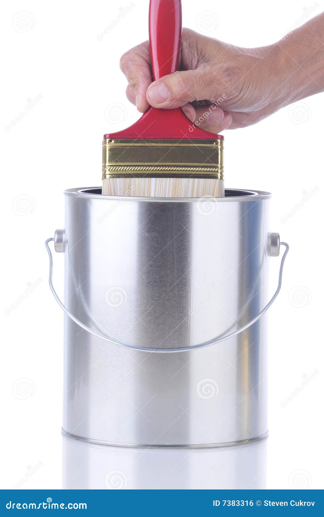 Hand Dipping Paint Brush in Can Stock Photo - Image of paint ...