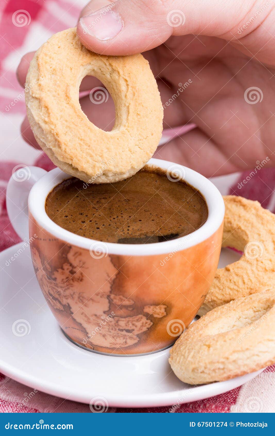 Hand Dipping Round Cookie in To Coffee Cup Stock Photo - Image of ...