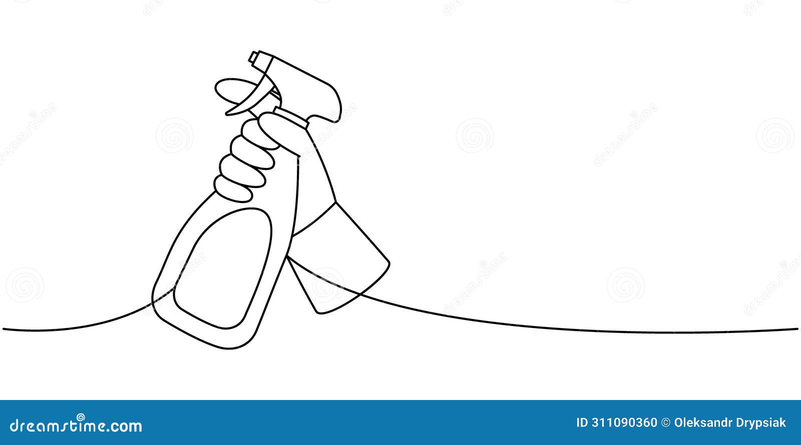 Hand with Disinfectant Spray One Line Continuous Drawing. Cleaning ...