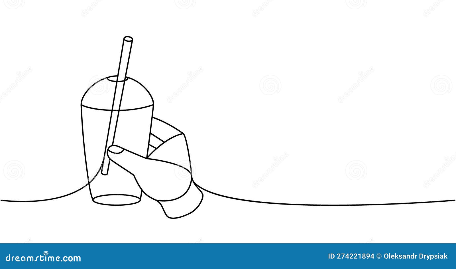 Hand with Disposable Plastic Cup One Line Continuous Drawing. Empty ...