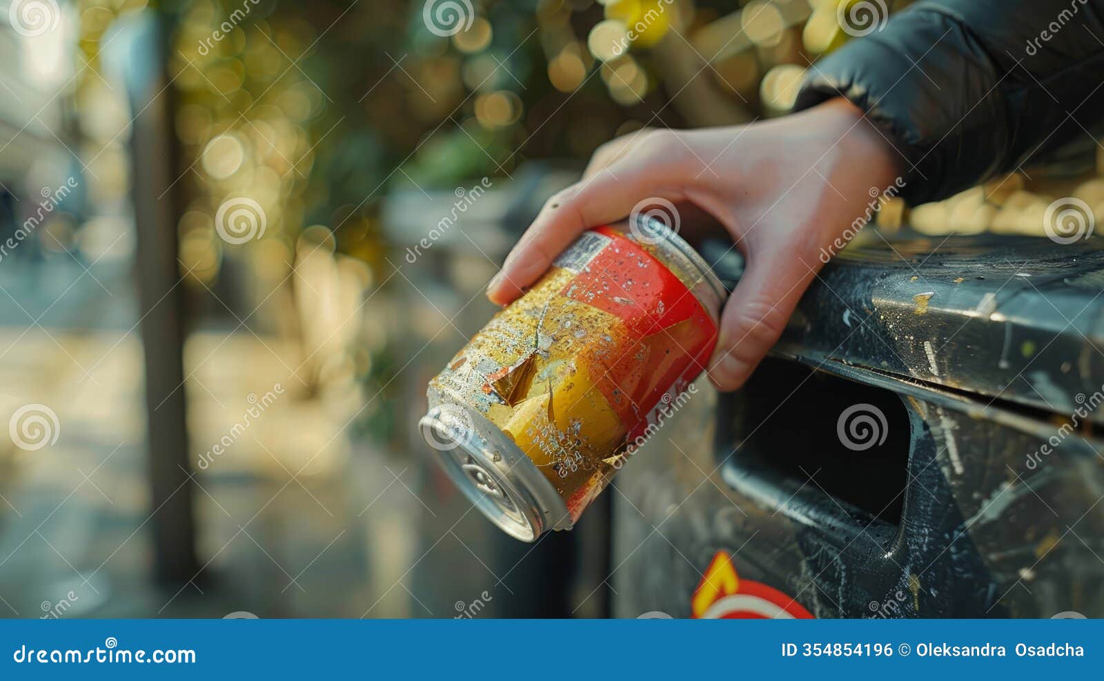 A Hand Disposing of a Can in a Bin. Stock Photo - Image of drop, litter ...