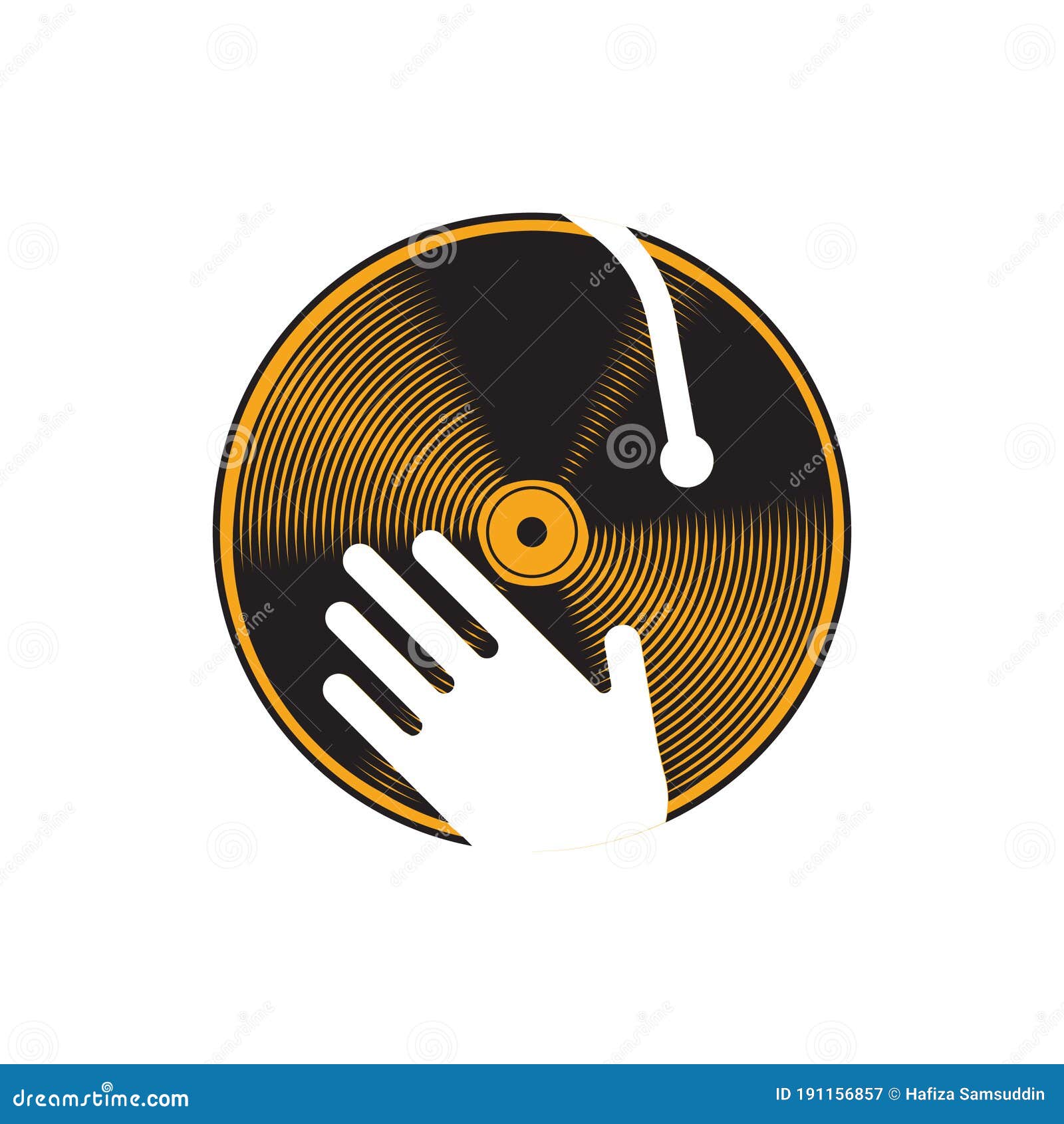 Hand on Dj Turntable. Vector Illustration Decorative Design Stock ...
