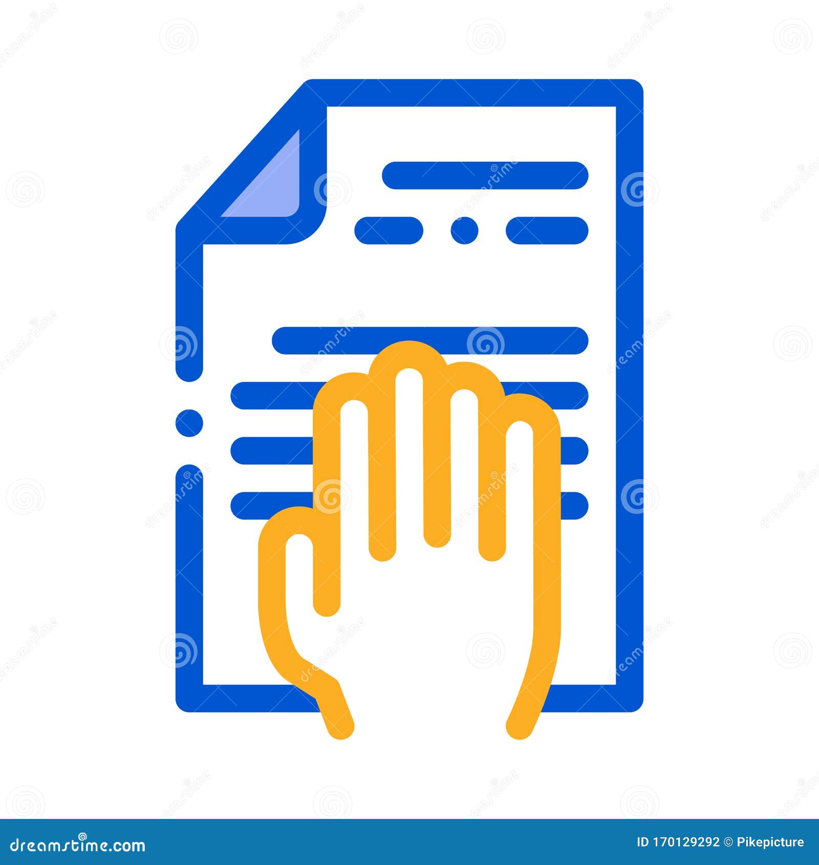 Hand on Document Icon Vector Outline Illustration Stock Vector ...