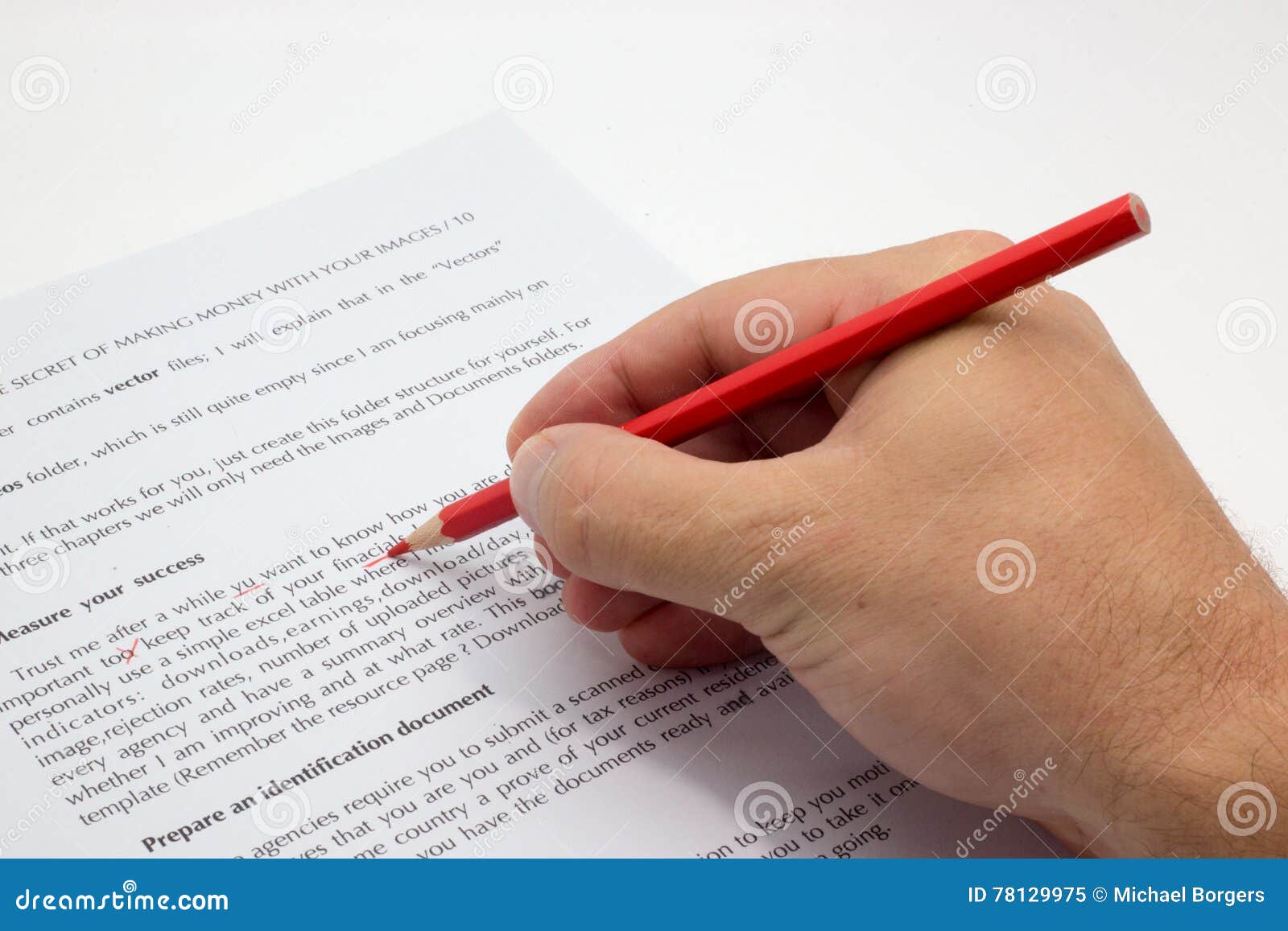 Hand Doing Proofreading on a Faulty Text with Red Pen Stock Image ...