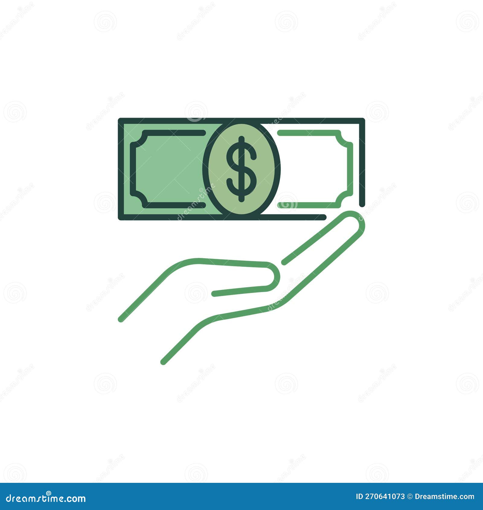 Hand and Dollar Banknote Vector Concept Colored Icon or Sign Stock ...