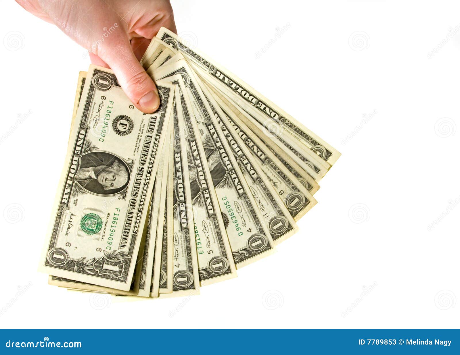 Hand With Dollar Isolated On White Picture. Image: 7789853