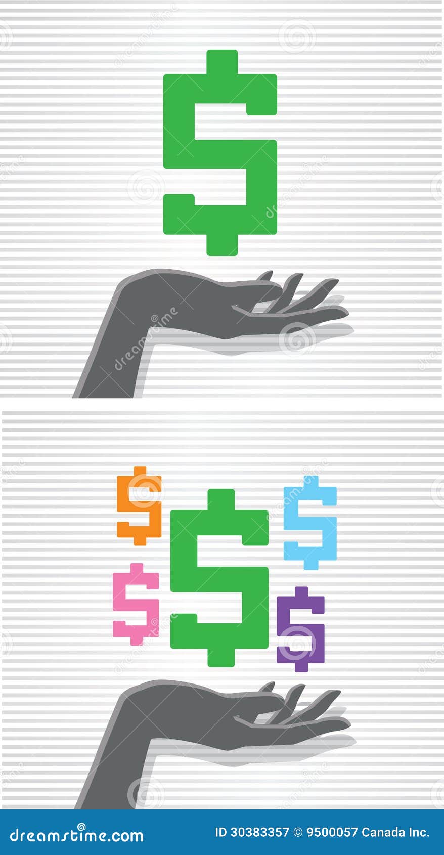 Hand and dollar sign stock vector. Illustration of woman - 30383357
