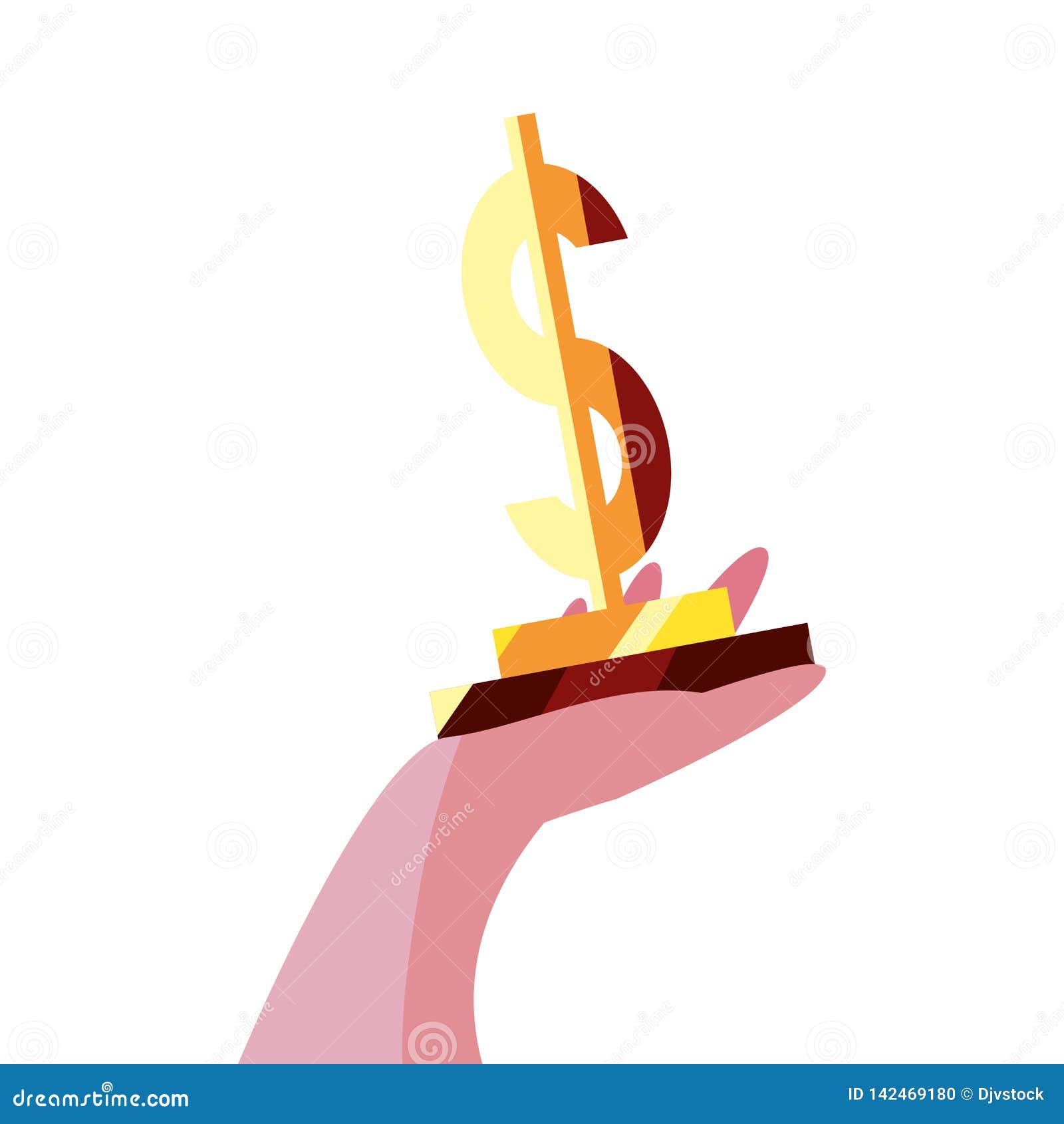Hand with dollar sign stock vector. Illustration of money - 142469180