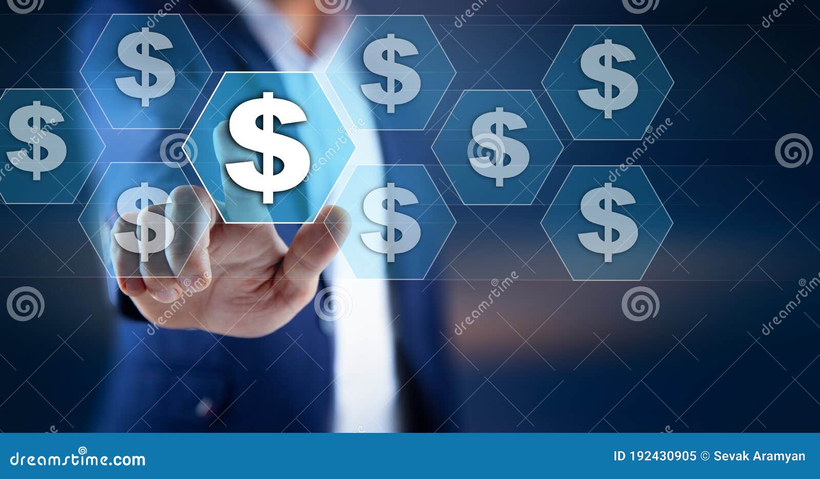 Hand dollar sign in screen stock image. Image of finance - 192430905