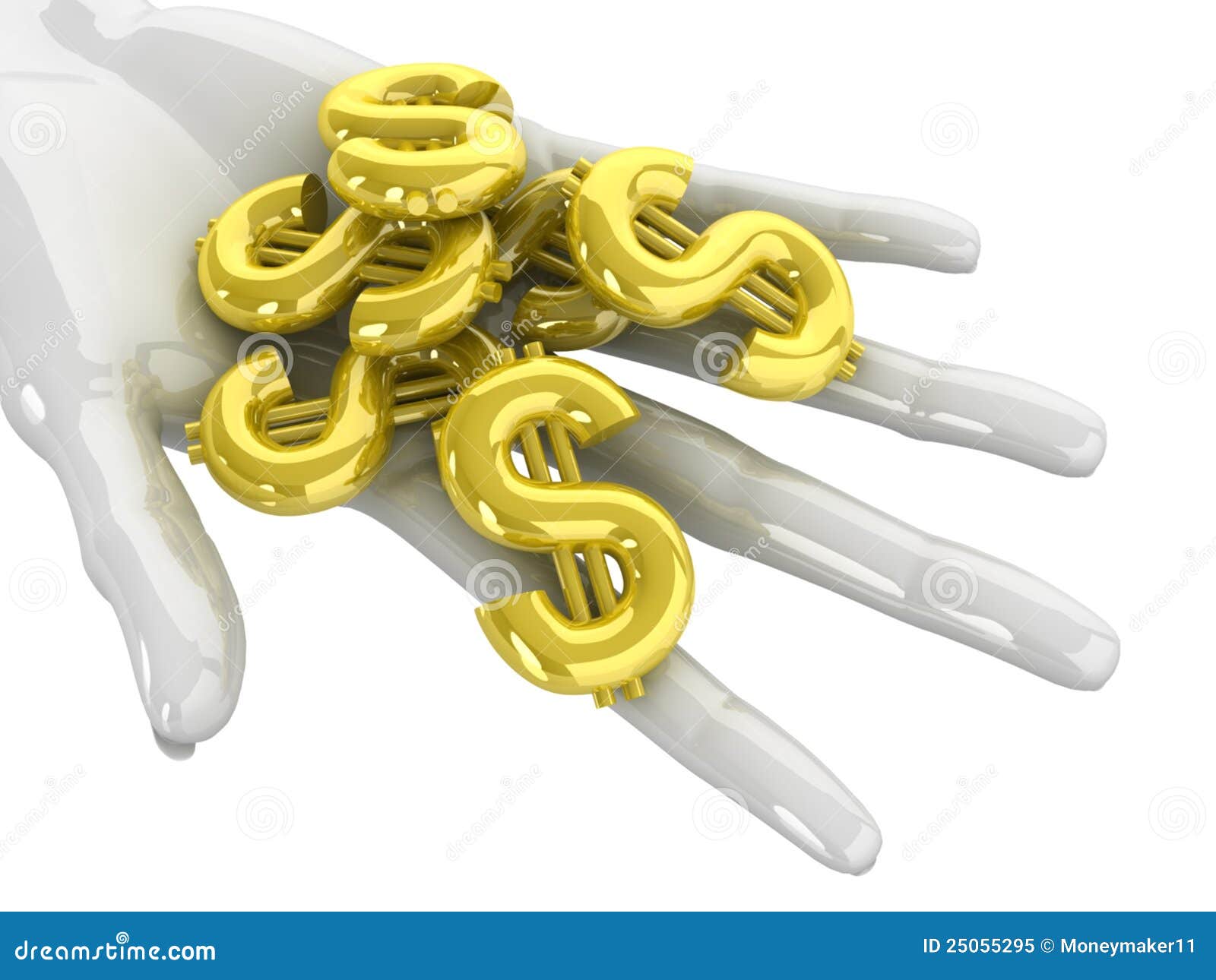 Hand with dollars stock illustration. Illustration of cash - 25055295