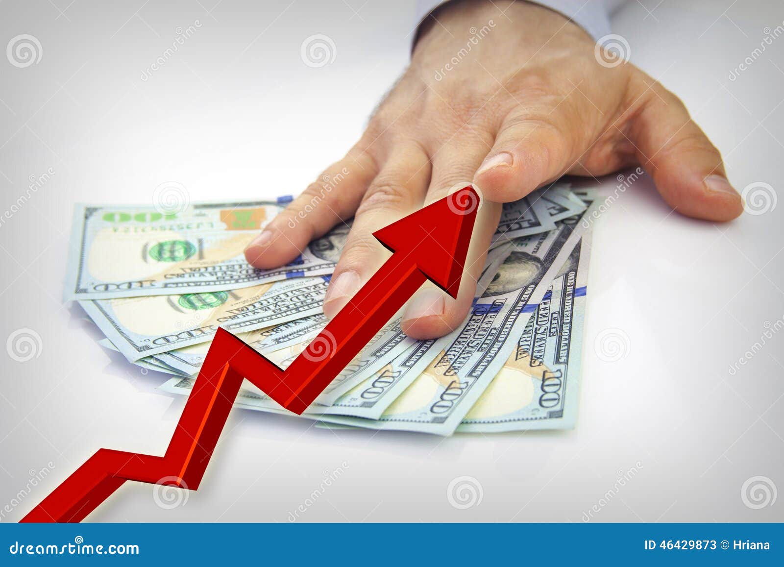 Hand on Dollars with Financial Graph Stock Illustration - Illustration ...