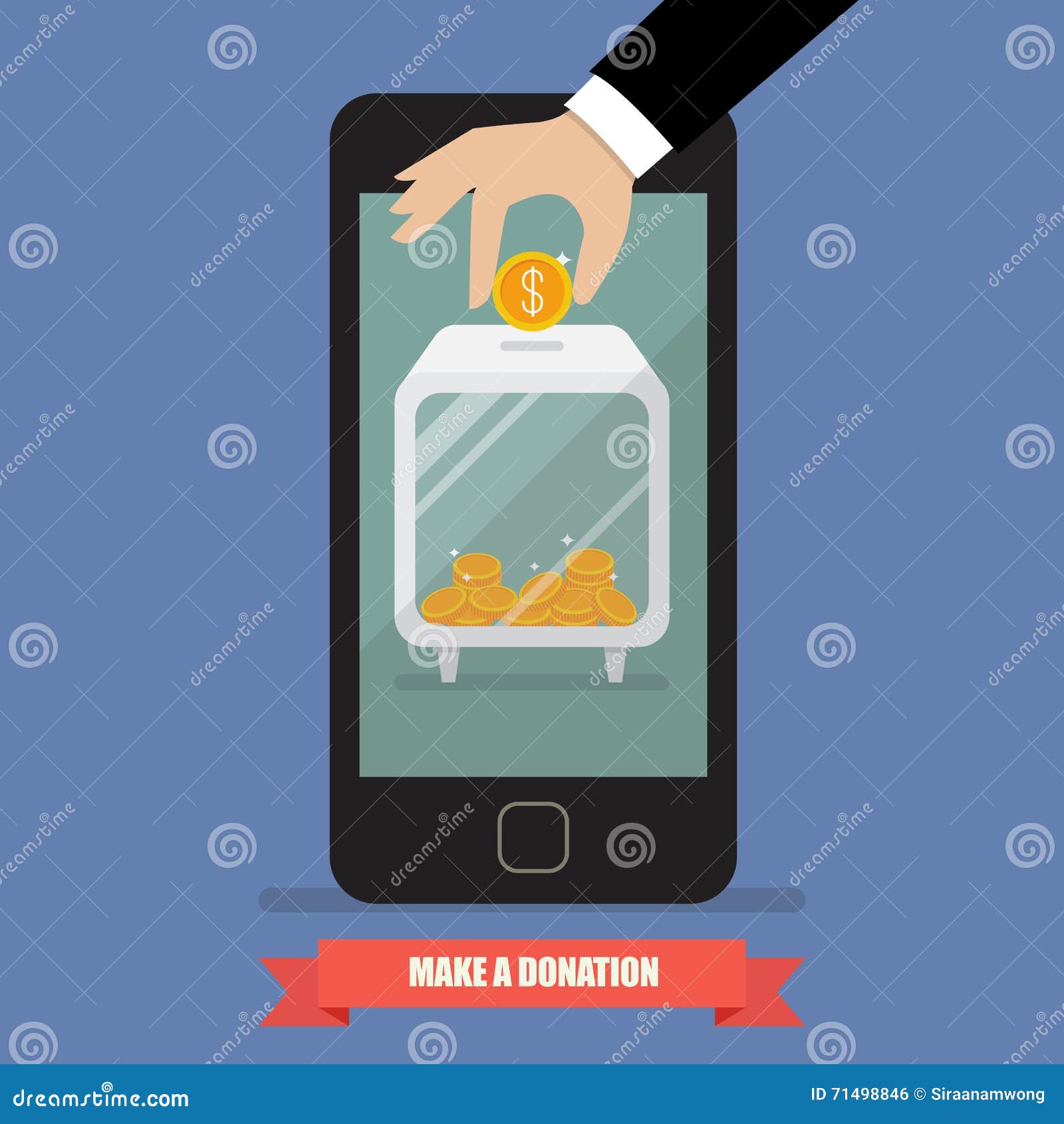 Hand Donating Money by Online Payments Stock Vector - Illustration of ...