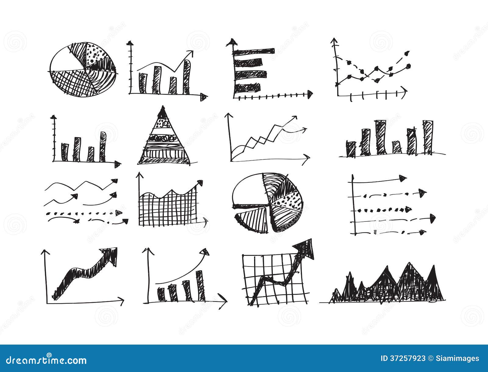 Hand Doodle Business Graph Charts Stock Illustration - Illustration of ...