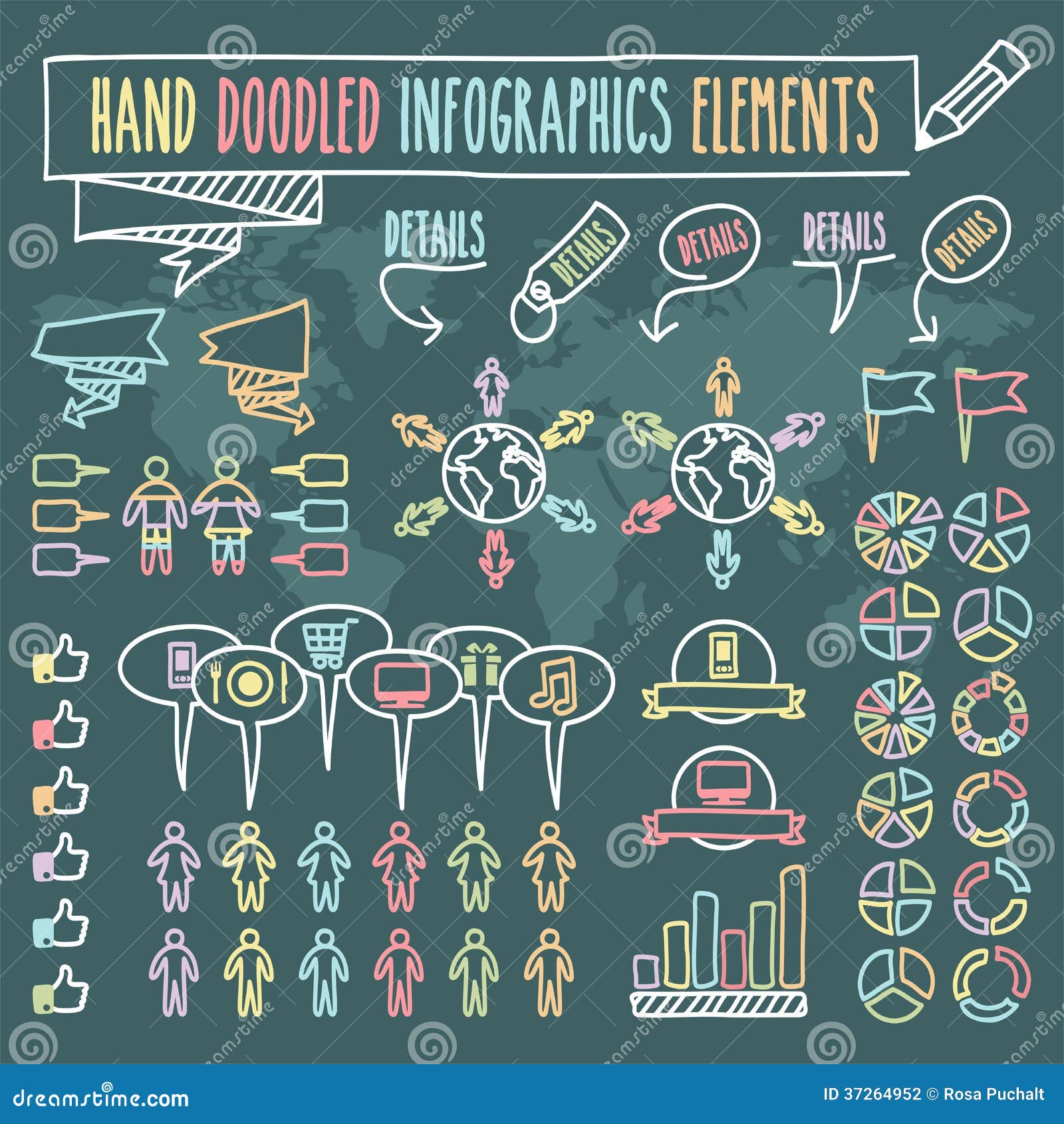 Hand Doodled Infographics Elements Stock Vector - Illustration of ...