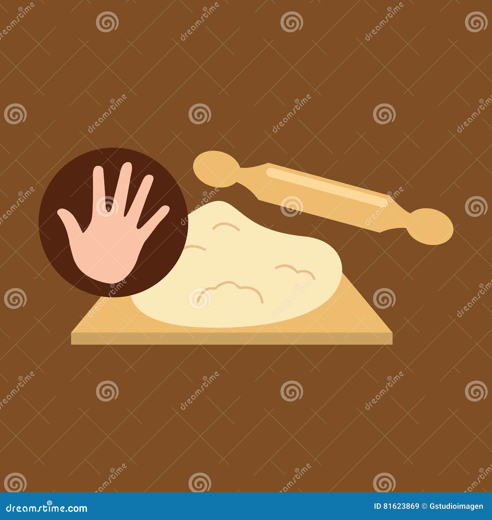 Hand and Dough Roller Bakery Stock Vector - Illustration of ingient ...