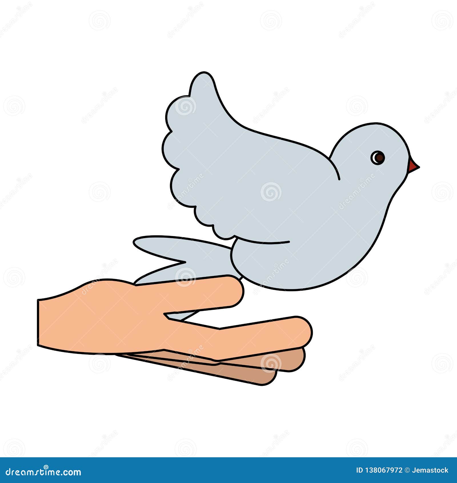 Hand with dove stock vector. Illustration of bird, isolated - 138067972