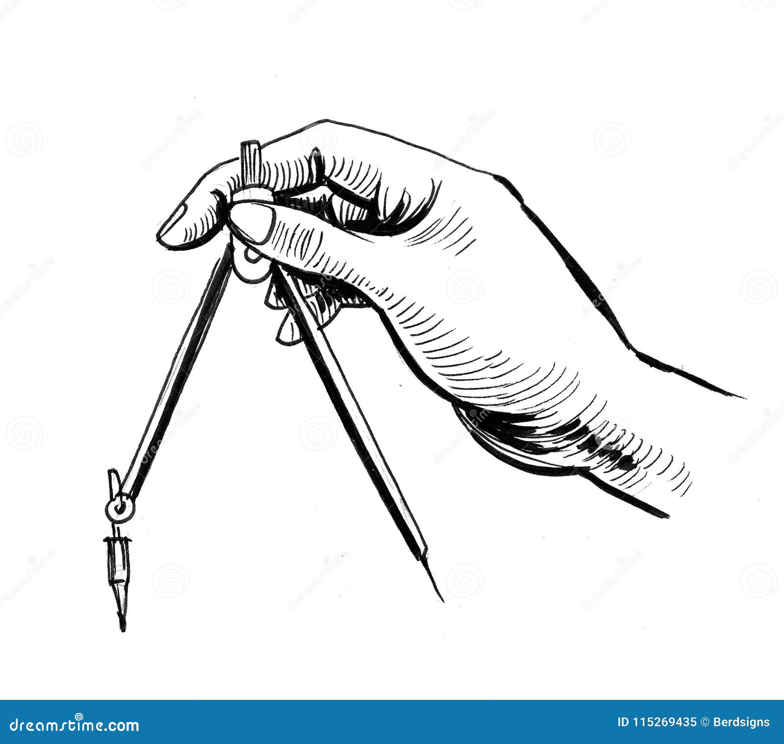 Hand with a drafting toll stock illustration. Illustration of architect ...