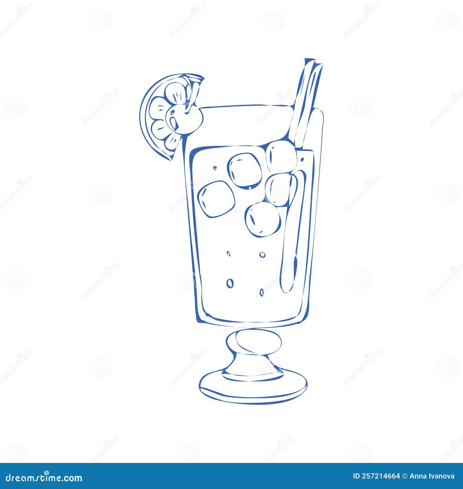 Hand Draw Alcoholic Cocktail with Lime Vector Illustration Stock Vector ...