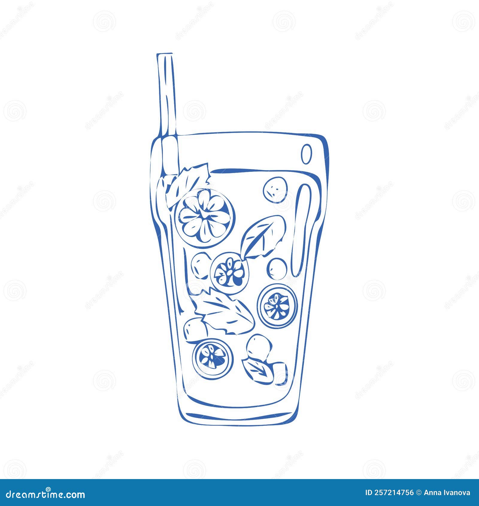 Hand Draw Alcoholic Cocktail Mojito Vector Illustration Stock Vector ...