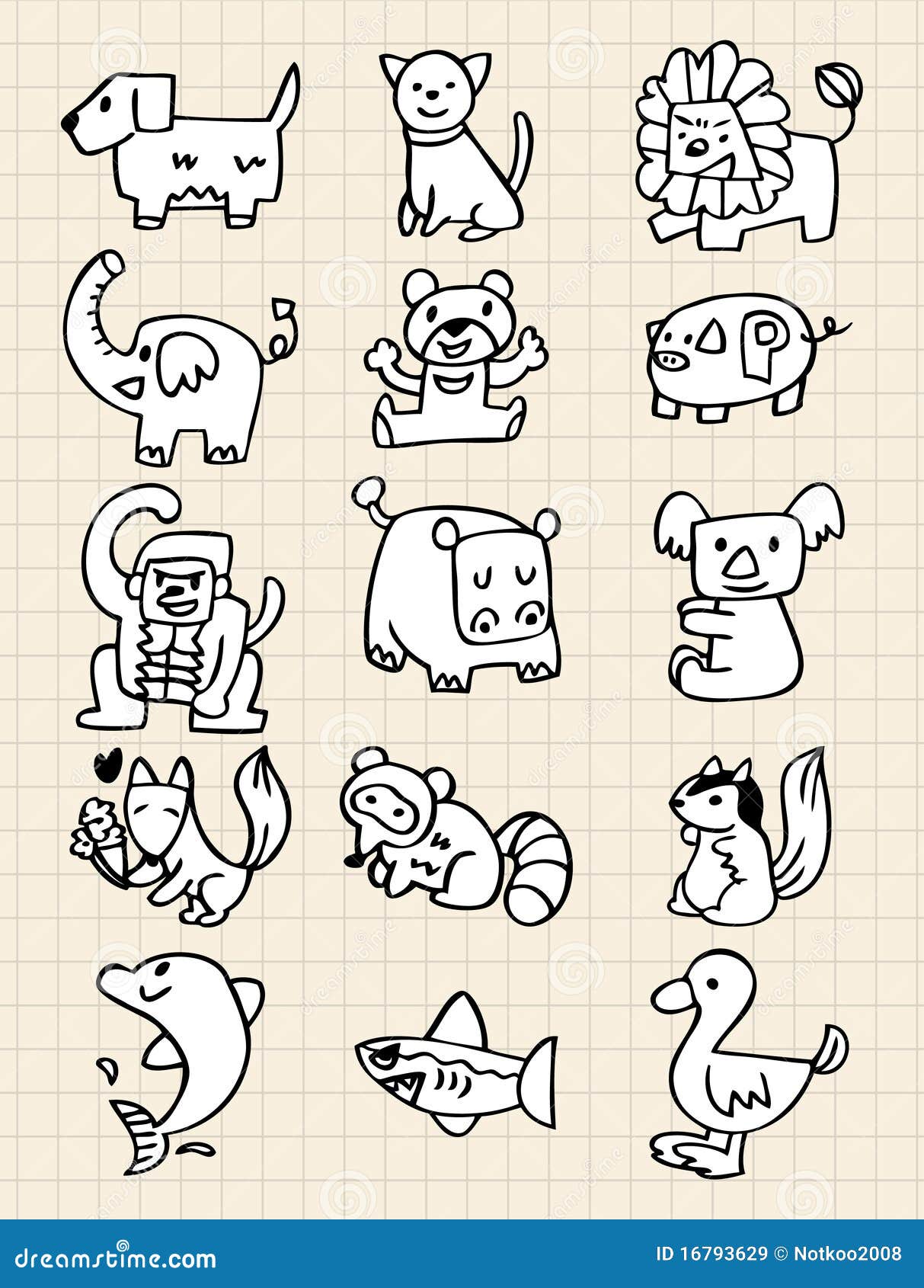 Hand draw animals stock vector. Illustration of lion - 16793629