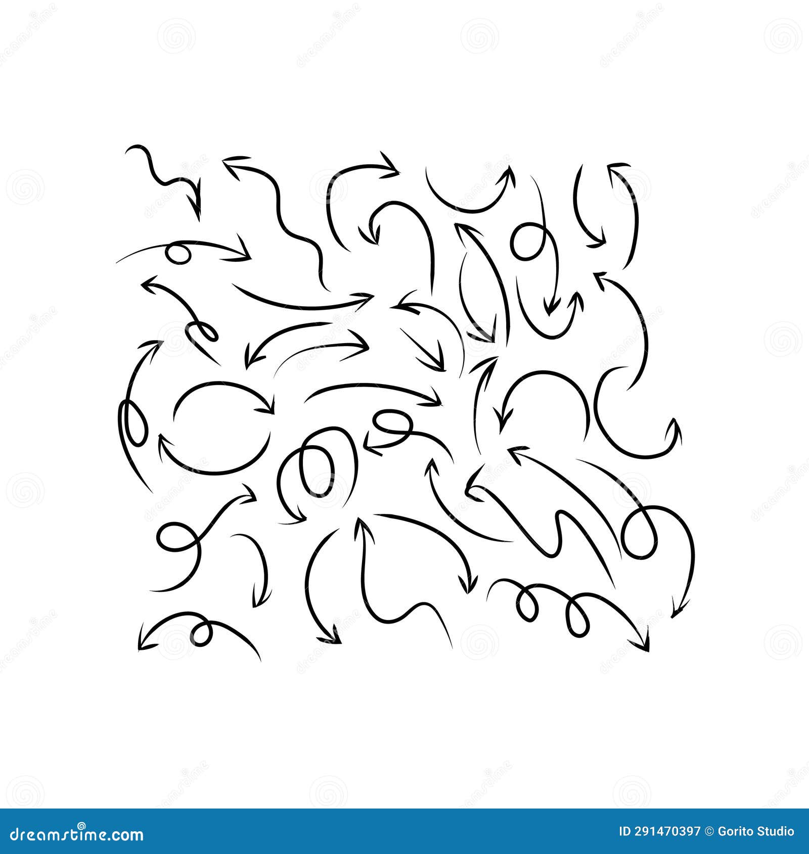 Hand Draw Arrow Icon. Set of Arrow Icon Vectors Stock Vector ...