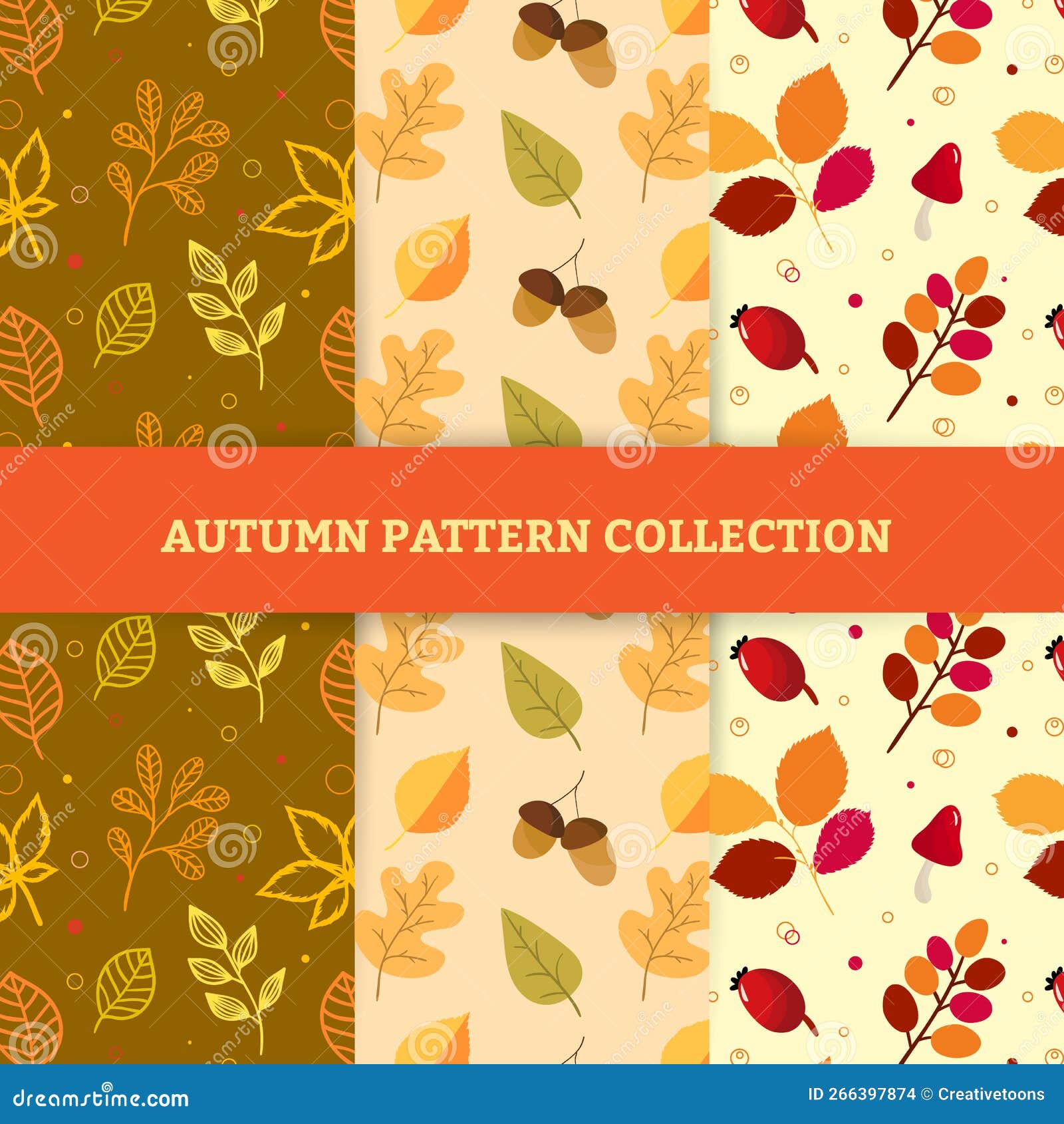 Hand Draw Autumn Patterns. Autumn Seamless Pattern with Different ...