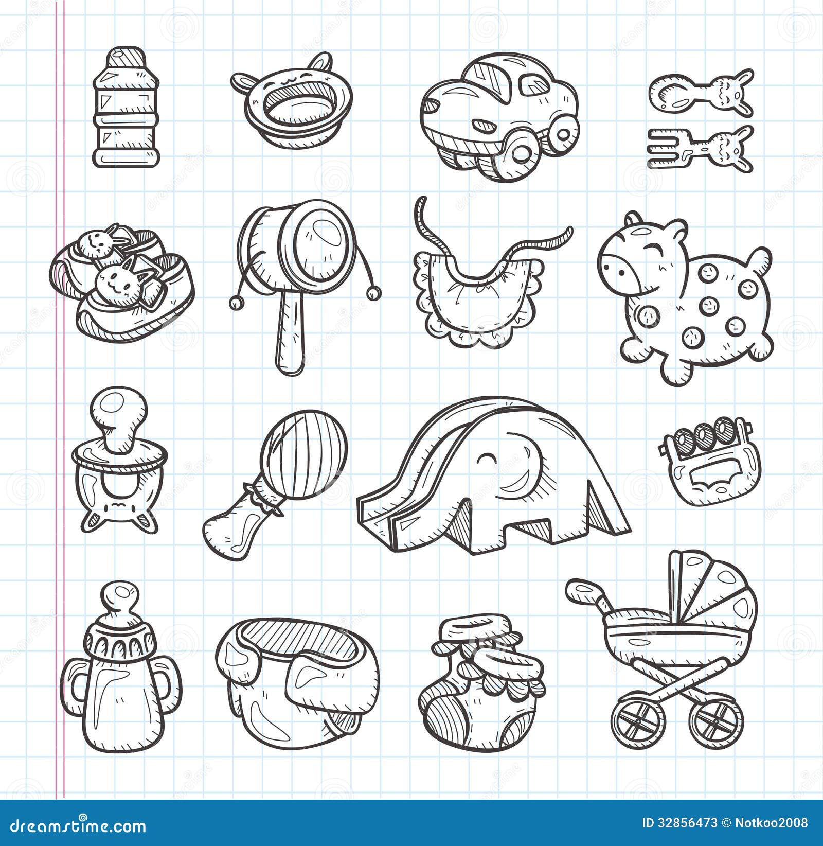 Hand draw baby element stock vector. Illustration of butterfly - 32856473