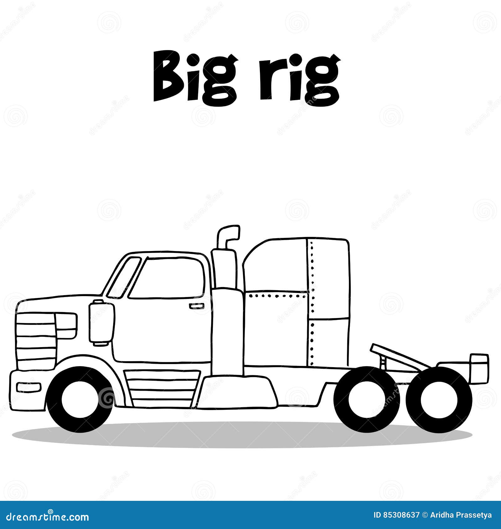 Hand Draw of Big Rig Transportation Stock Vector - Illustration of ...