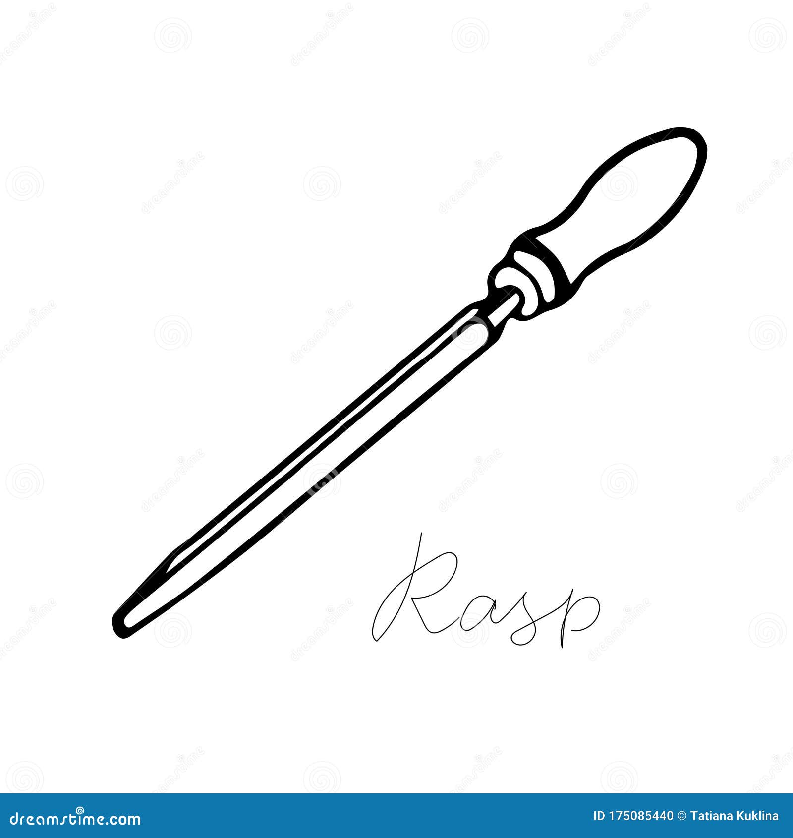 Hand-draw Black Vector Illustration of Metallic Locksmith Tool Isolated ...