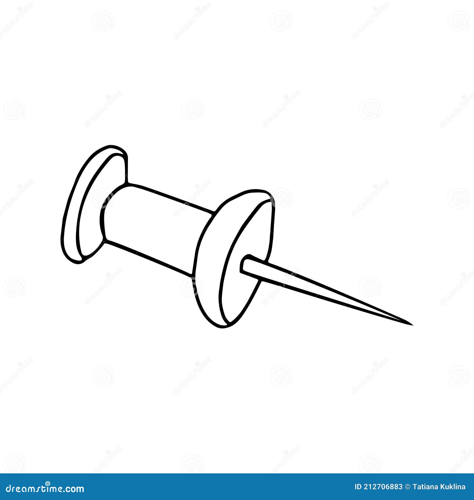 Hand-draw Black Vector Illustration of a Pin Tool Isolated on a White ...